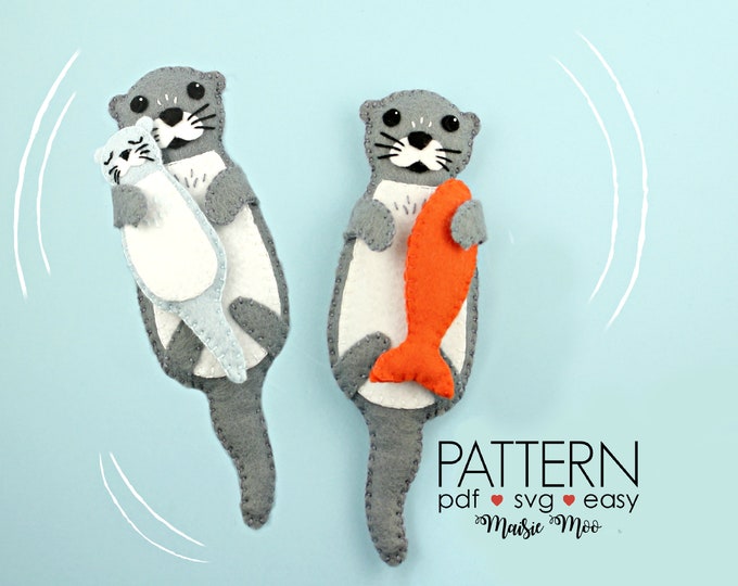 Felt Otter Pattern Mother and Baby Plush Pattern Cricut SVG Otter ...