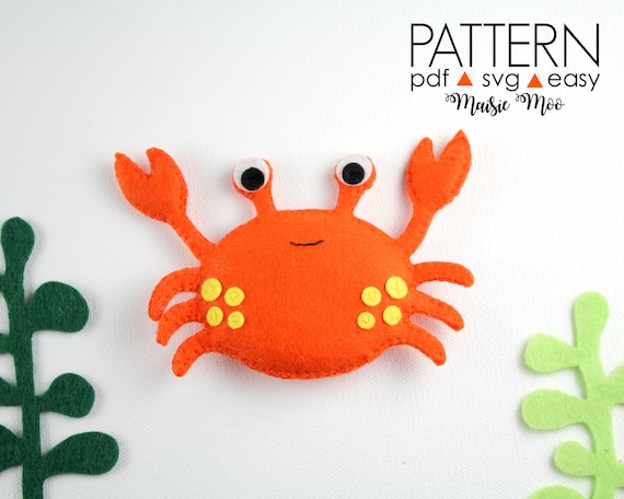 Crab Pattern Felt Crab Sewing Pattern Crab SVG Felt Pattern | Etsy