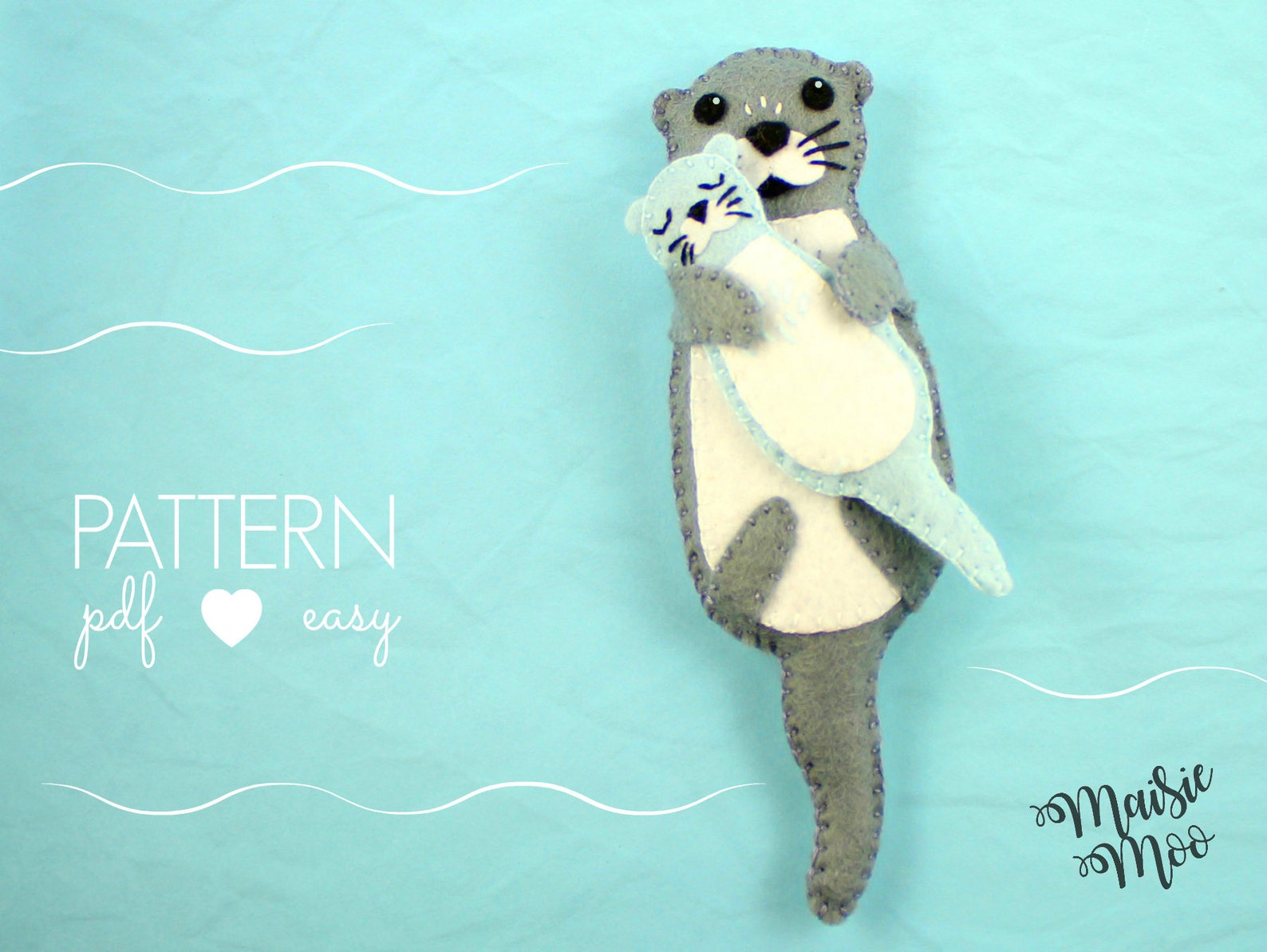 Felt Otter Pattern | Mother and Baby Plush Pattern | Cricut SVG Otter ...
