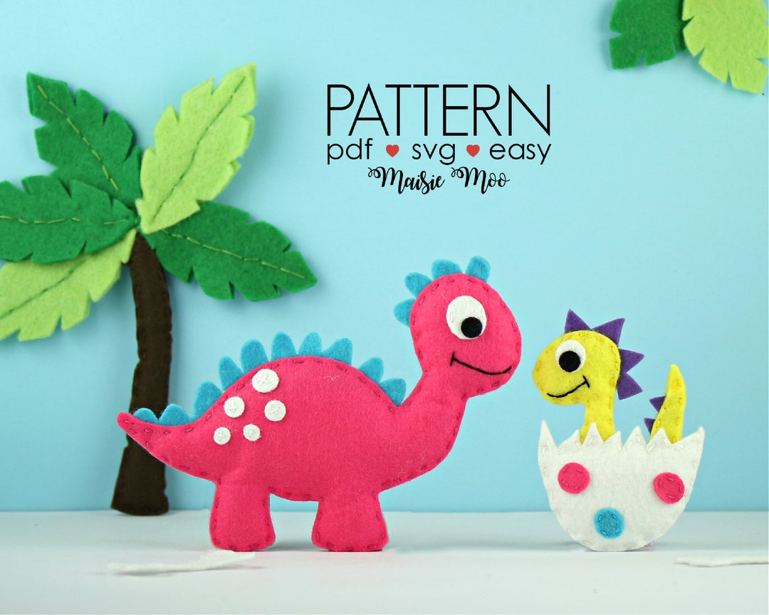Dinosaur Sewing Pattern: Felt Dino Plush Decor (PDF Pattern, SVG) - Etsy