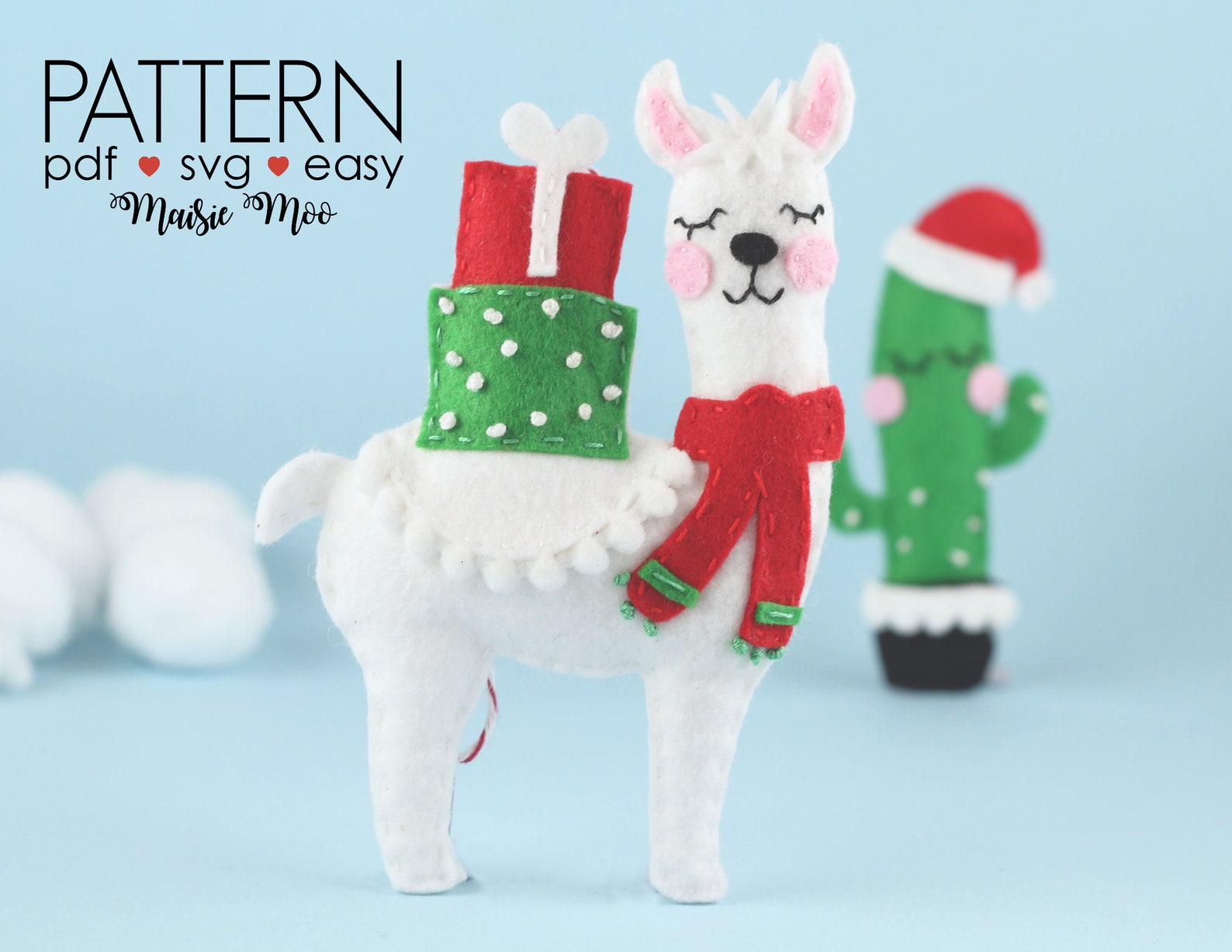 Llama Christmas Ornament Pattern Felt Llama Pattern - Etsy Canada