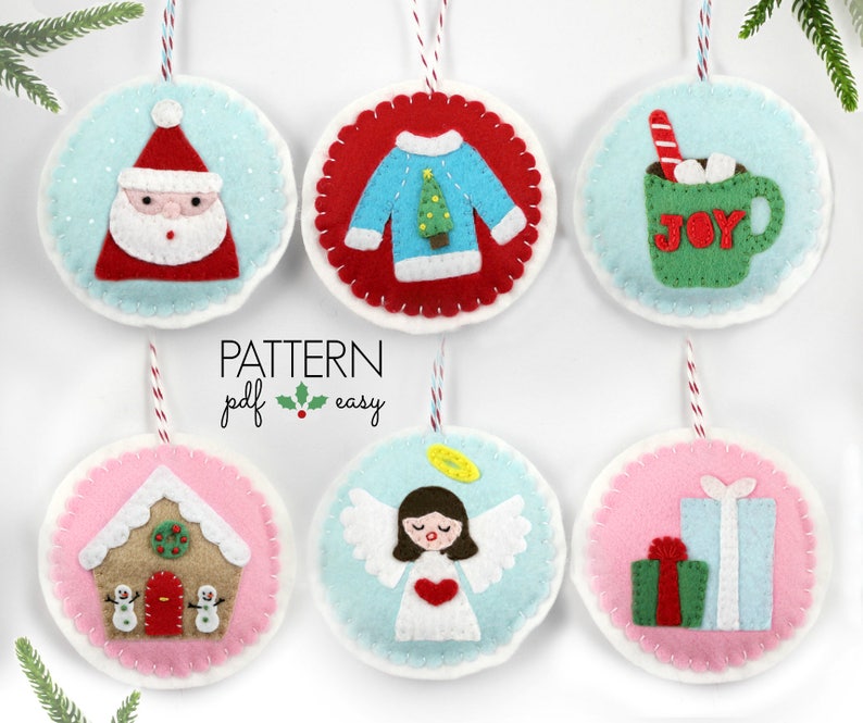 Christmas Ornaments Sewing Pattern, Christmas Felt Bauble Pattern ...