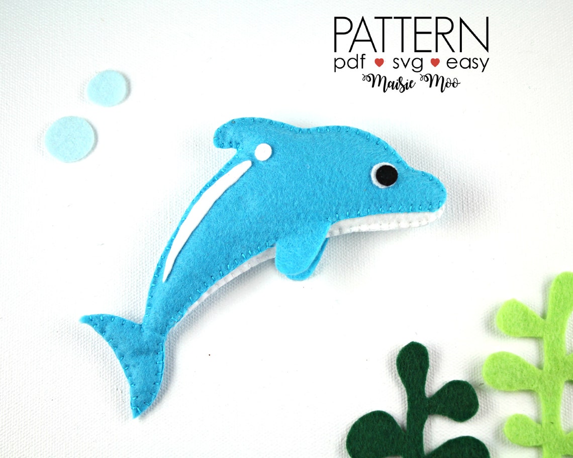 Dolphin Pattern Felt Dolphin Sewing Pattern Dolphin SVG Plush Pattern ...