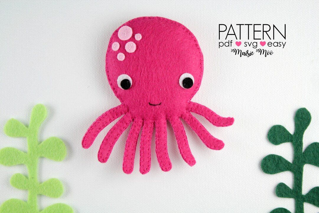 Octopus Plush Pattern, Octopus Felt Pattern, Octopus Pattern, Under the ...