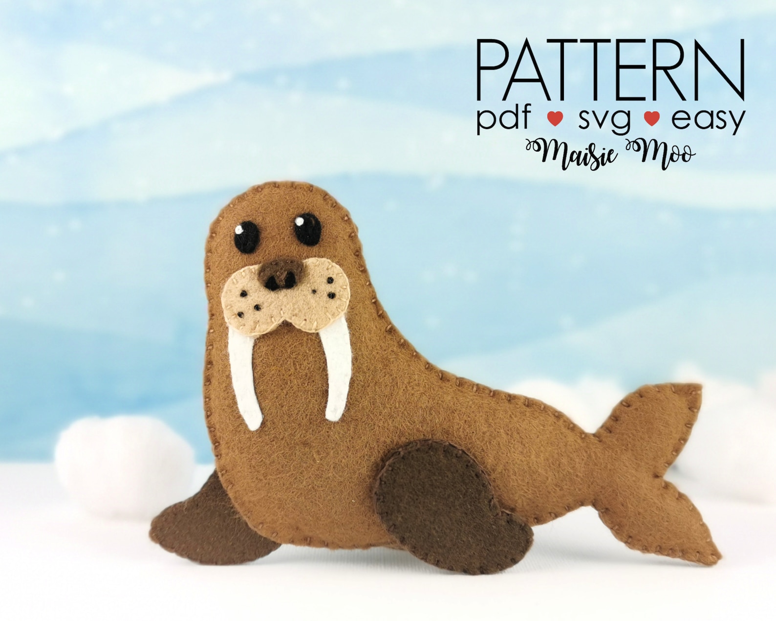 Felt Walrus Ornament Pattern Walrus Plush Felt Pattern - Etsy