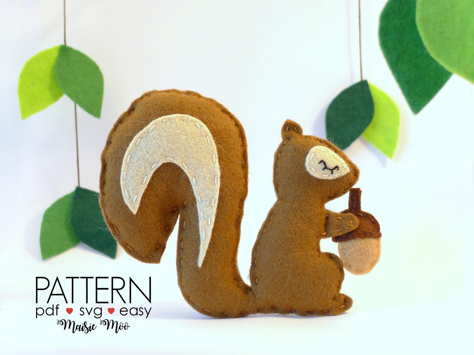 Squirrel Ornament Felt Pattern Squirrel Pattern Pattern Woodland Nursery Felt Squirrel SVG ...