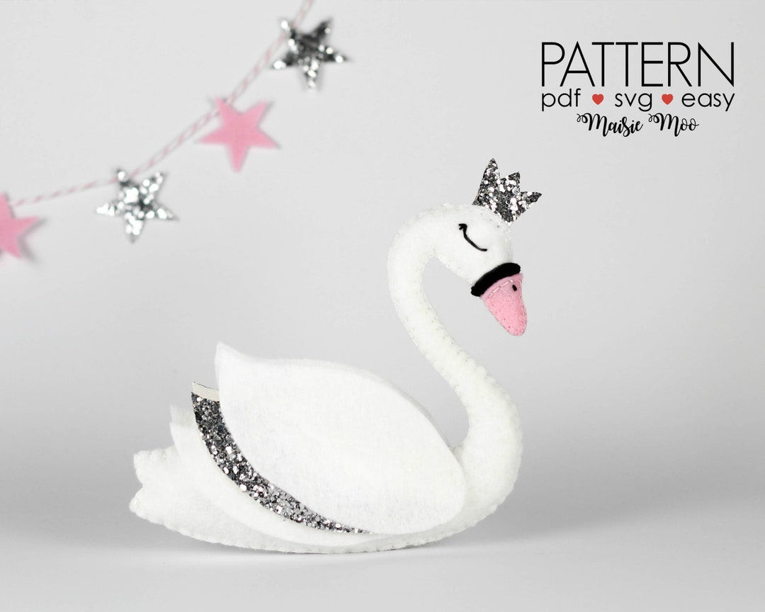 Felt Swan Pattern | Christmas Swan Ornament | Nursery Swan Wedding Swan ...