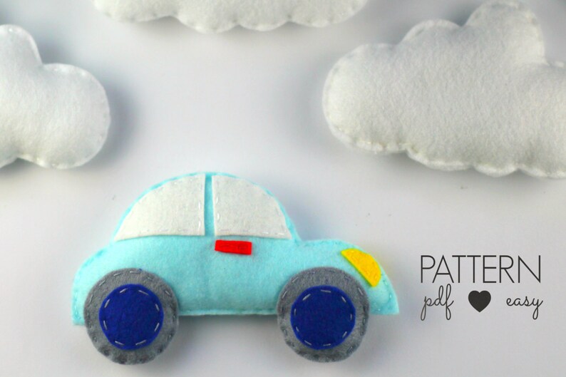 Car Pattern Felt Sewing Pattern Car Nursery Baby Mobile - Etsy UK