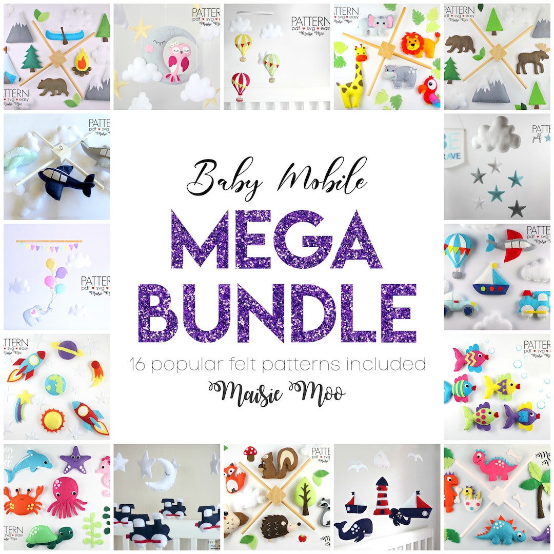 Baby Mobile Felt Patterns MEGA Bundle: 16 PDF Sewing Patterns (SVG) - Etsy