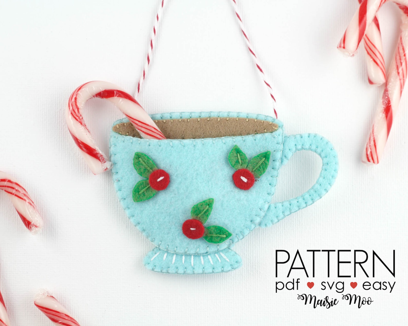 Christmas Vintage Teacup Felt Pattern Tea Party Favor Felt - Etsy