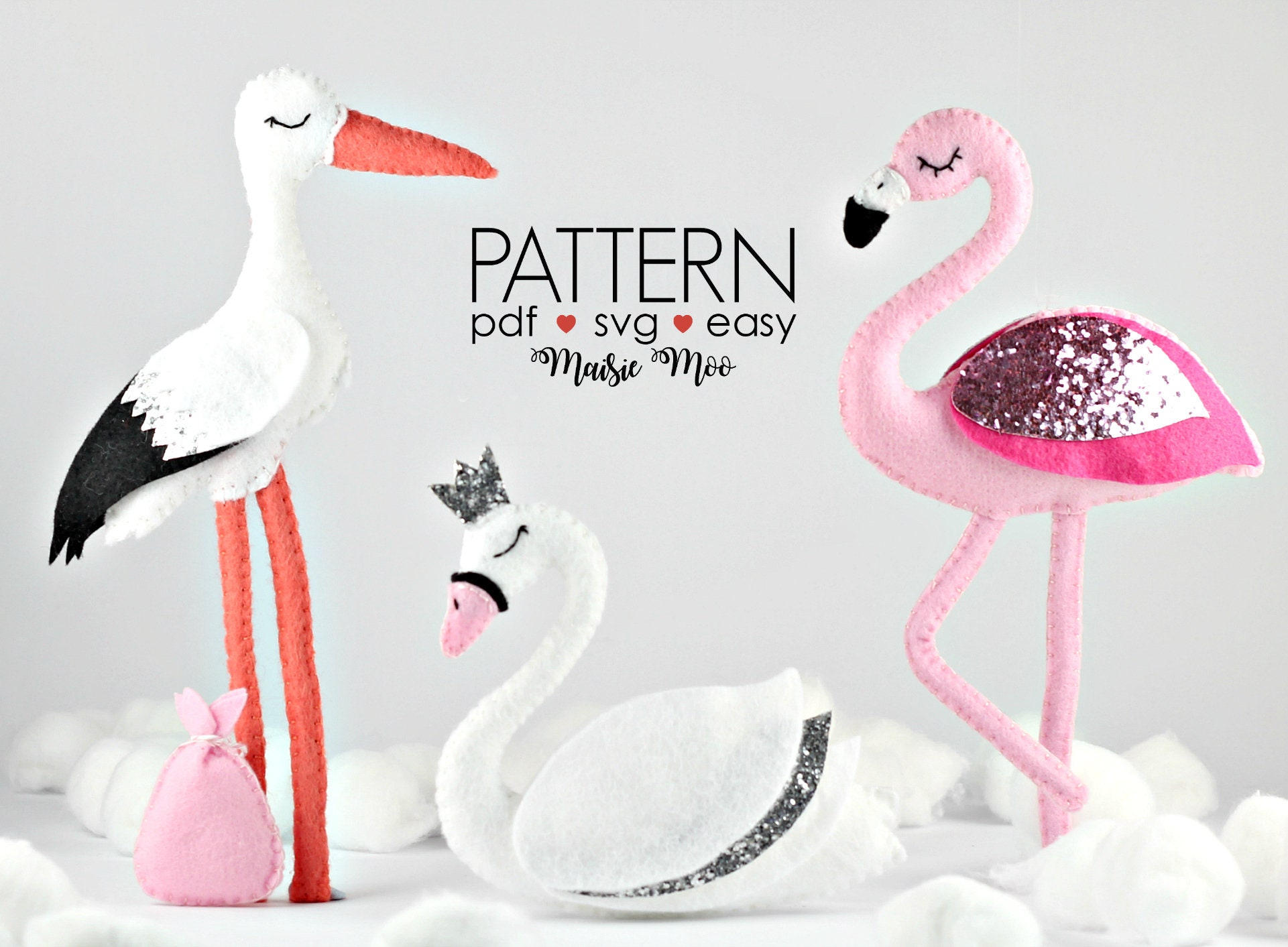 Felt Flamingo Pattern Felt Pattern Flamingo Nursery Flamingo Ornament ...