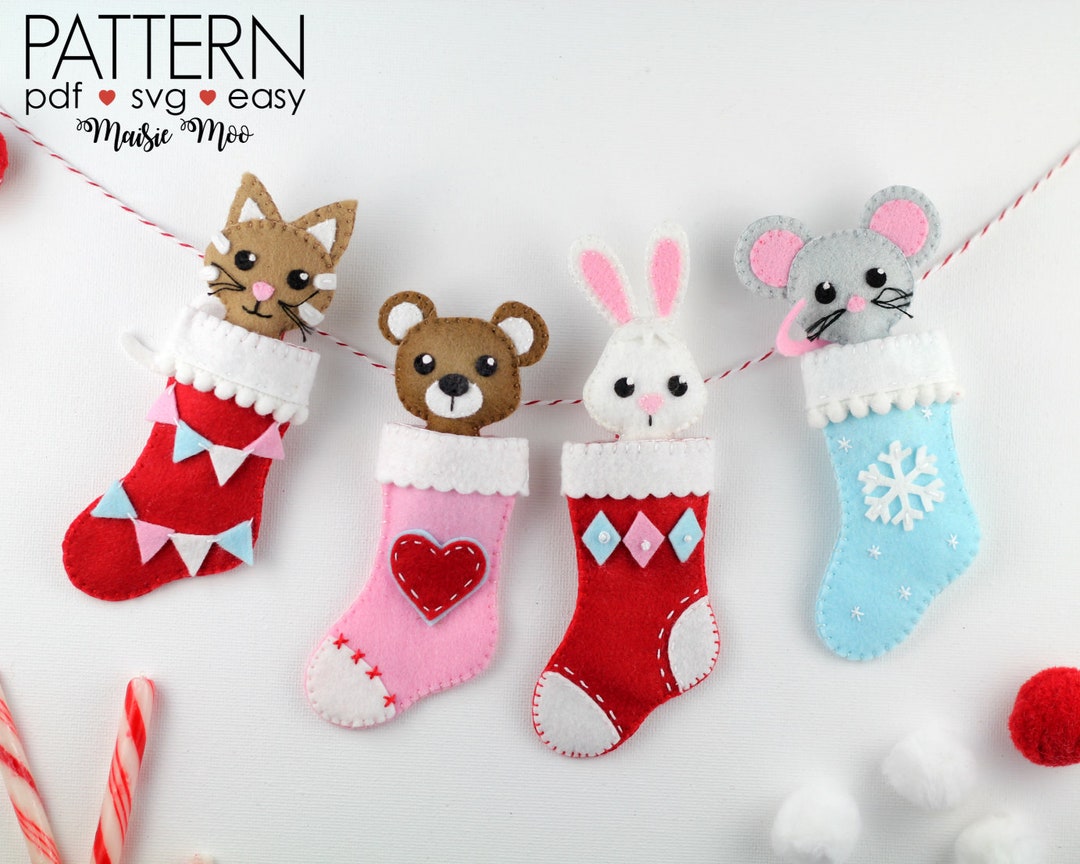 Christmas Stocking Ornament Pattern Felt Christmas Pattern Felt Advent ...