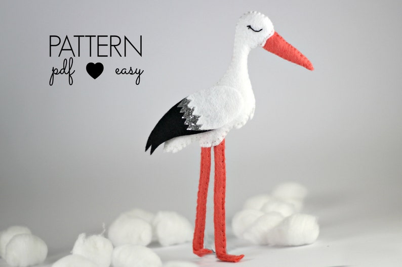 Felt Stork Pattern Stork Ornament Pattern Stork Cake - Etsy New Zealand