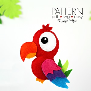 Felt Parrot Pattern SVG Macaw Parrot Sewing Pattern PDF Felt Bird ...