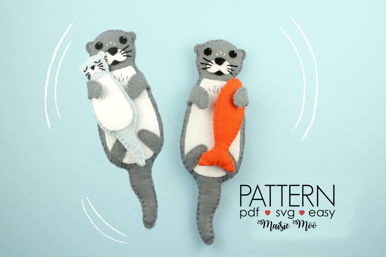 Felt Otter Pattern Mother and Baby Plush Pattern Cricut | Etsy UK