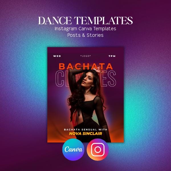 Dance Flyers Instagram Templates Bundle, Bachata Flyers, Dance Teacher ...