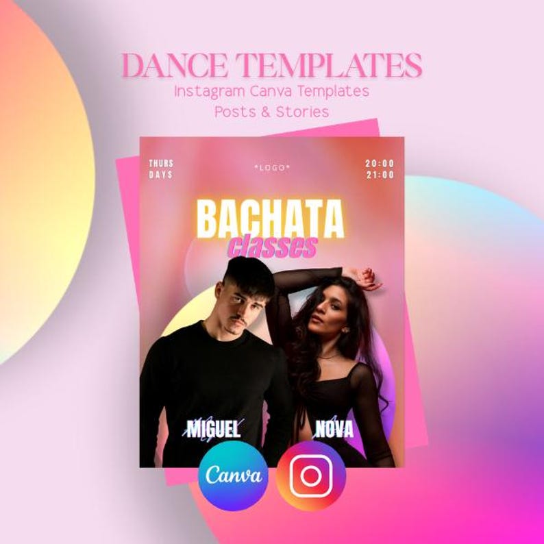 Dance Flyers Instagram Templates Bundle, Bachata Flyers, Dance Teacher ...