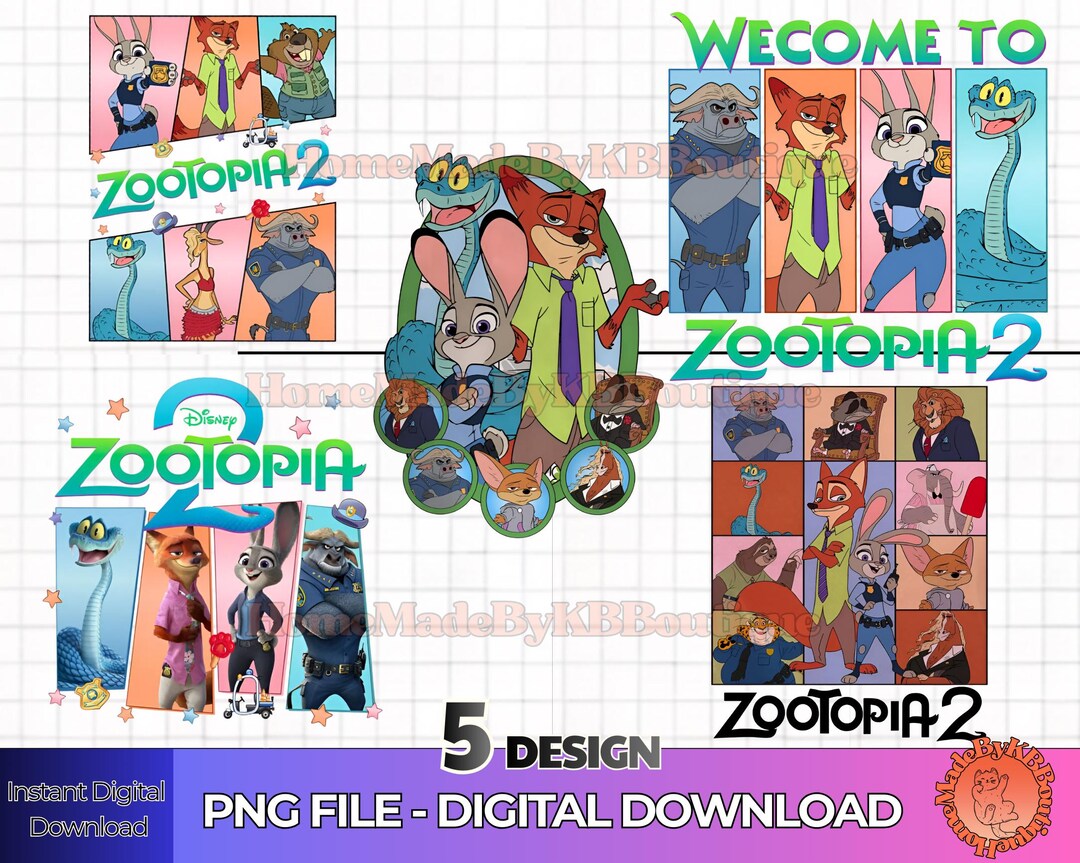 Zootopia PNG Bundle, Zootopia PNG Cartoon Sublimation PNG Design ...