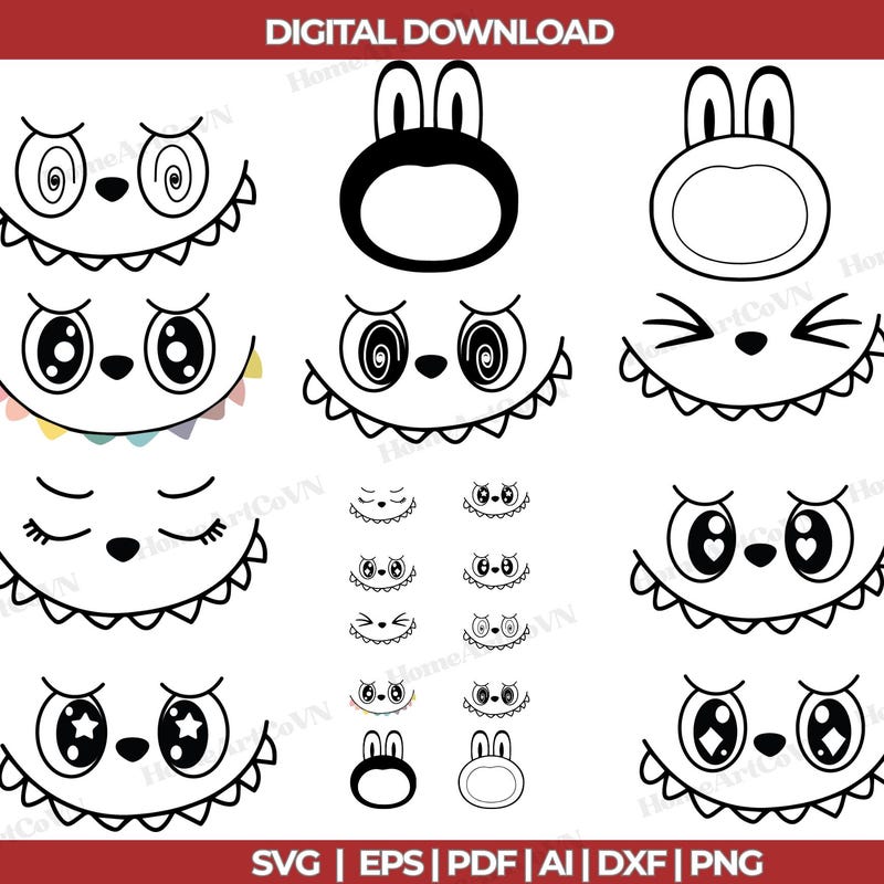 Labubu Faces Png - Etsy