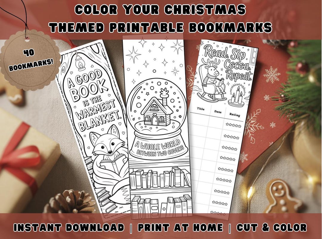Christmas Coloring Bookmarks Bundle for Kids & Adults, Holiday Book ...