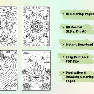 Mindfulness & Mandala Coloring Pages, Digital Coloring Books for Adults ...