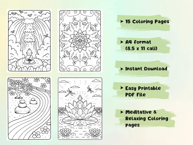 Mindfulness & Mandala Coloring Pages, Digital Coloring Books for Adults ...