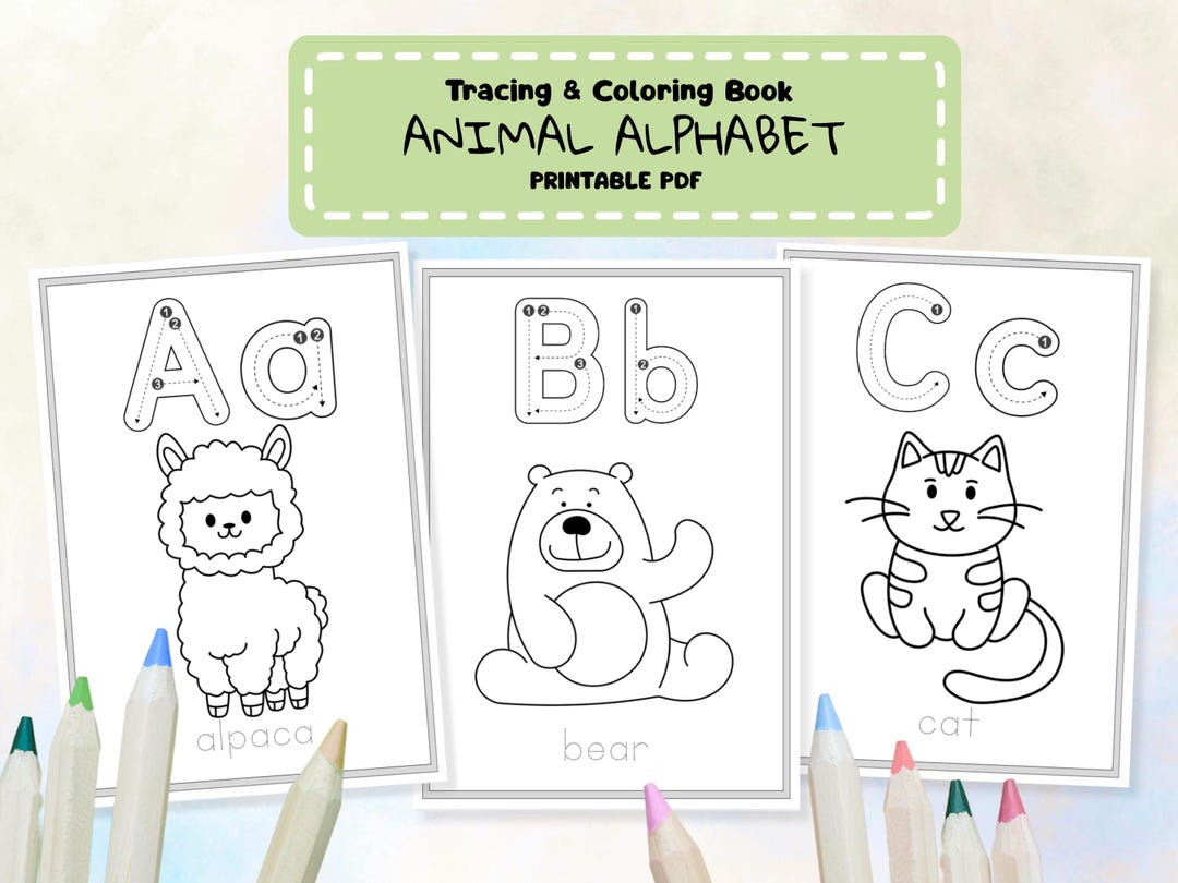 Páginas para colorear del alfabeto de animales de la A a la Z con ...