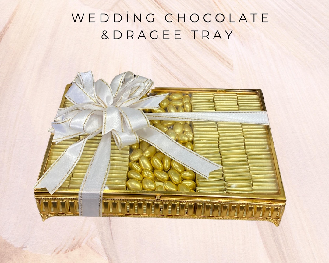 Wedding Chocolate Tray, Gold Color Chocolate, Engagement Chocolate Box ...