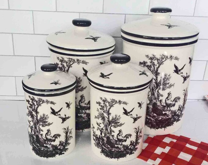 Canister Set Country French Canisters Black and White French Canisters ...