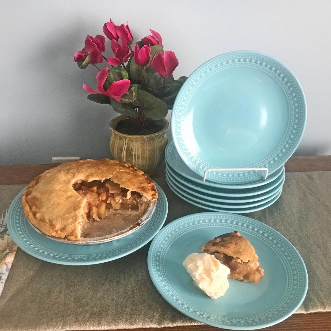 Matceramic Portuguese Plates, 8 Aqua Beaded Plates Made in Portugal, 1 ...