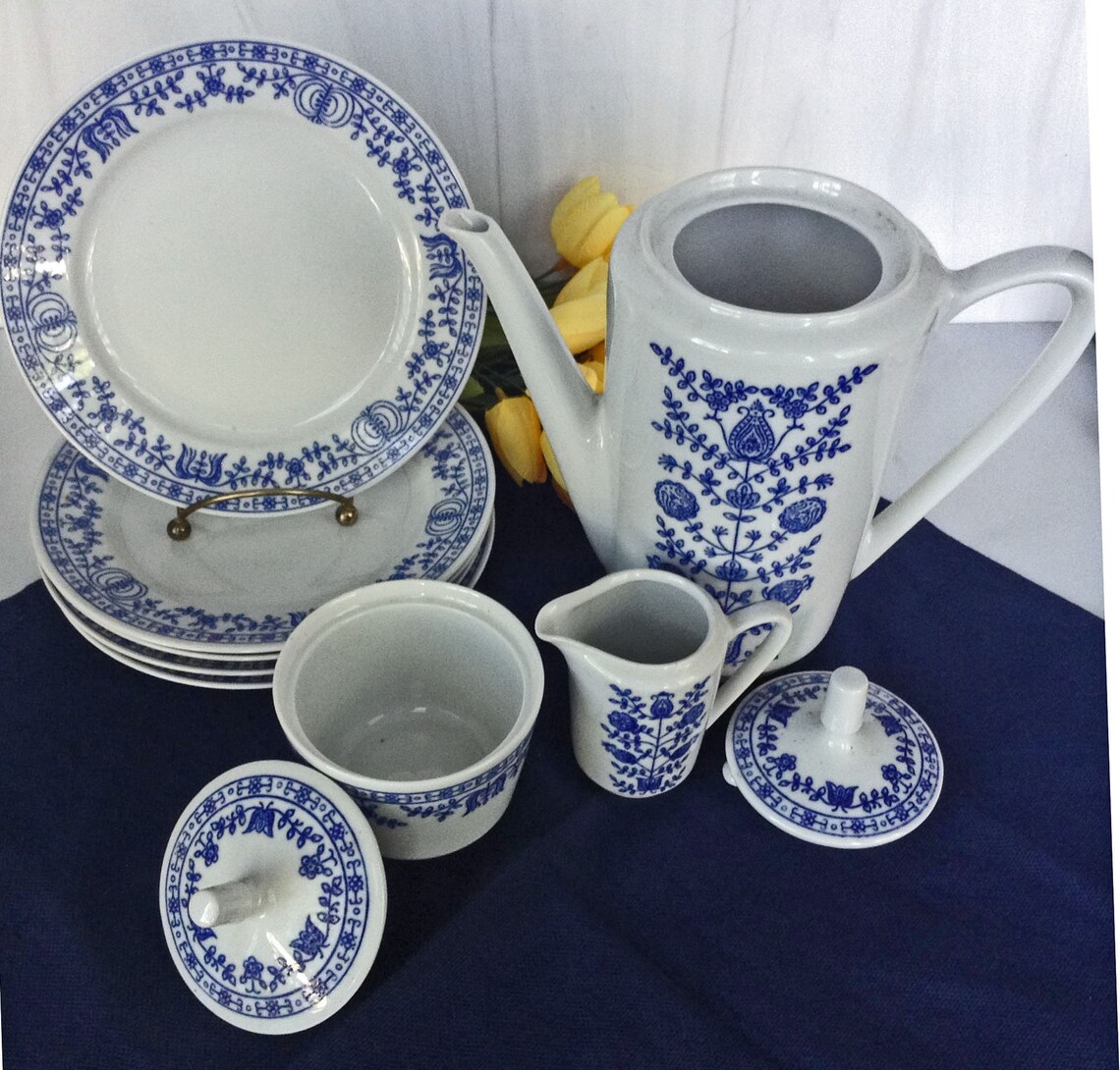 Tea Set VTG KAHLA Blue White Tea / Coffee Set MINT | Etsy