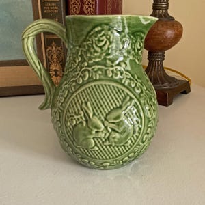Bordallo Rabbit Green Pitcher, Embossed Rabbits and Lattice 48 Oz ...