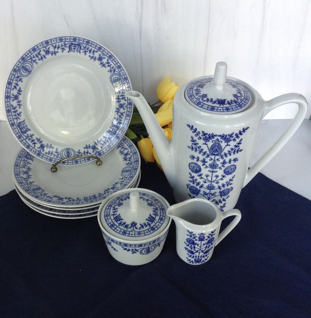 Tea Set VTG KAHLA Blue White Tea / Coffee Set MINT - Etsy