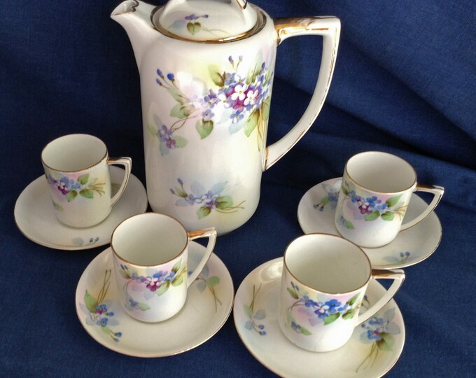 10 Pc Nippon Chocolate Set, Hand Painted Nippon, Violets, Porcelain ...