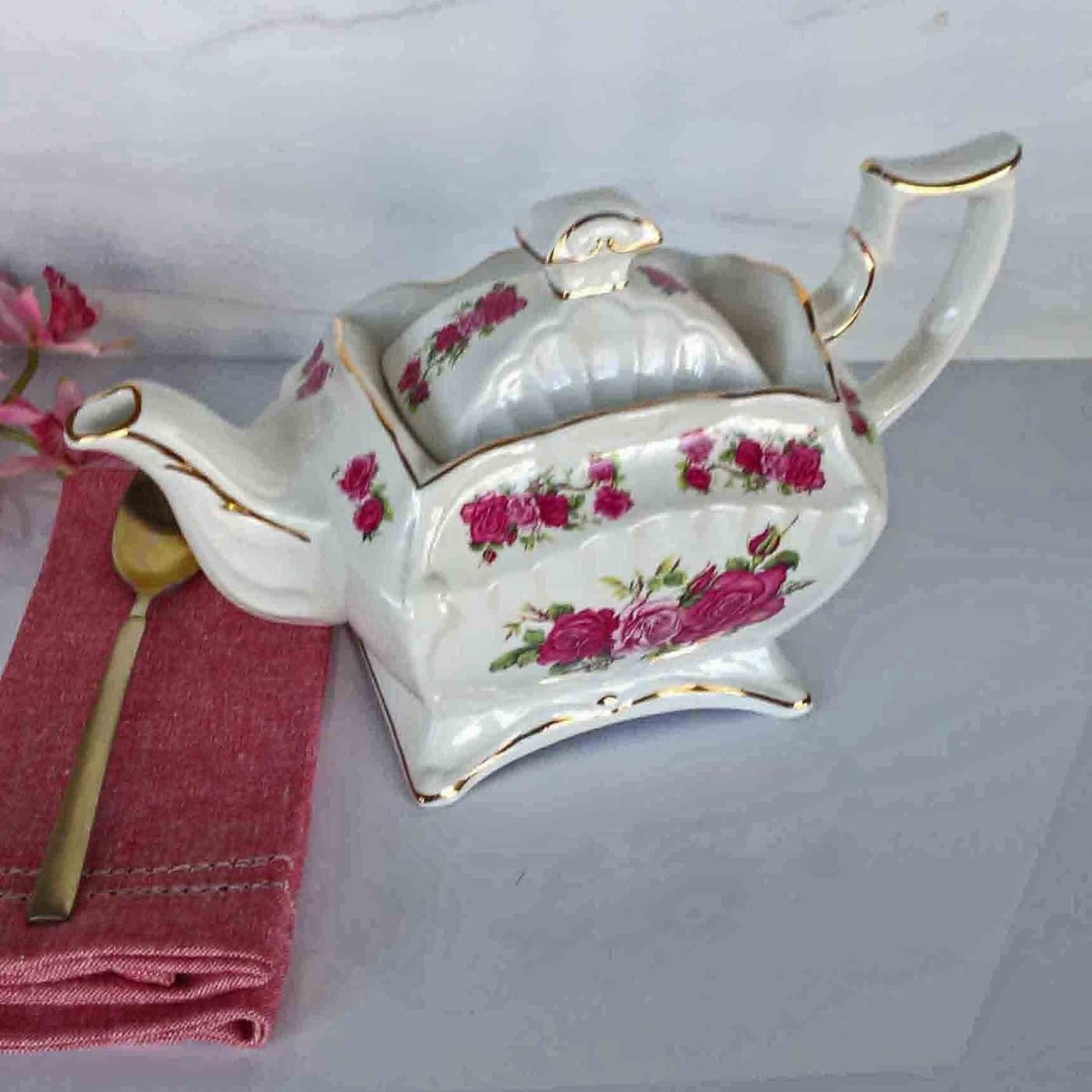 Teapot Crown Dorset Teapot Red Pink Rose Teapot English China Teapot 4 ...