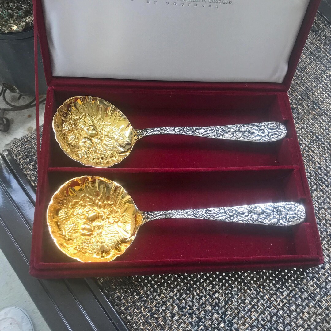 Godinger Serving Spoons, Godinger Solid Fruit Serving Spoons, Embossed ...
