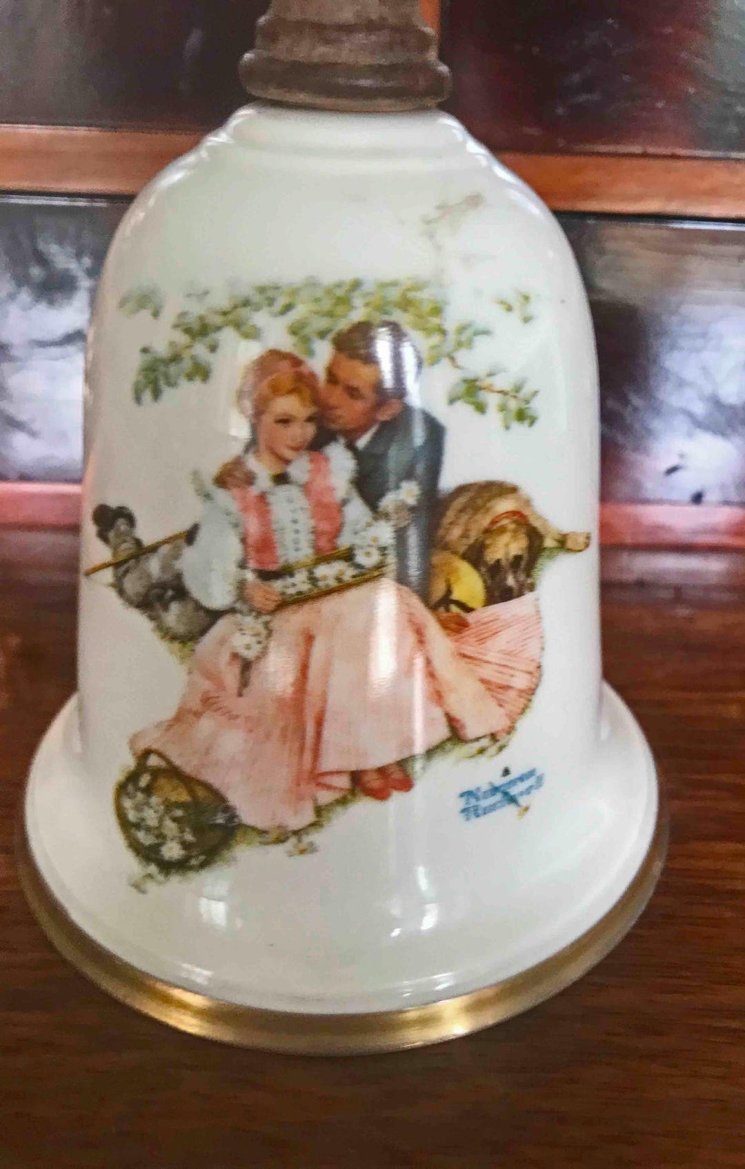 Norman Rockwell Porcelain Bell: Love's Harmony Courting Couple, 1976 ...