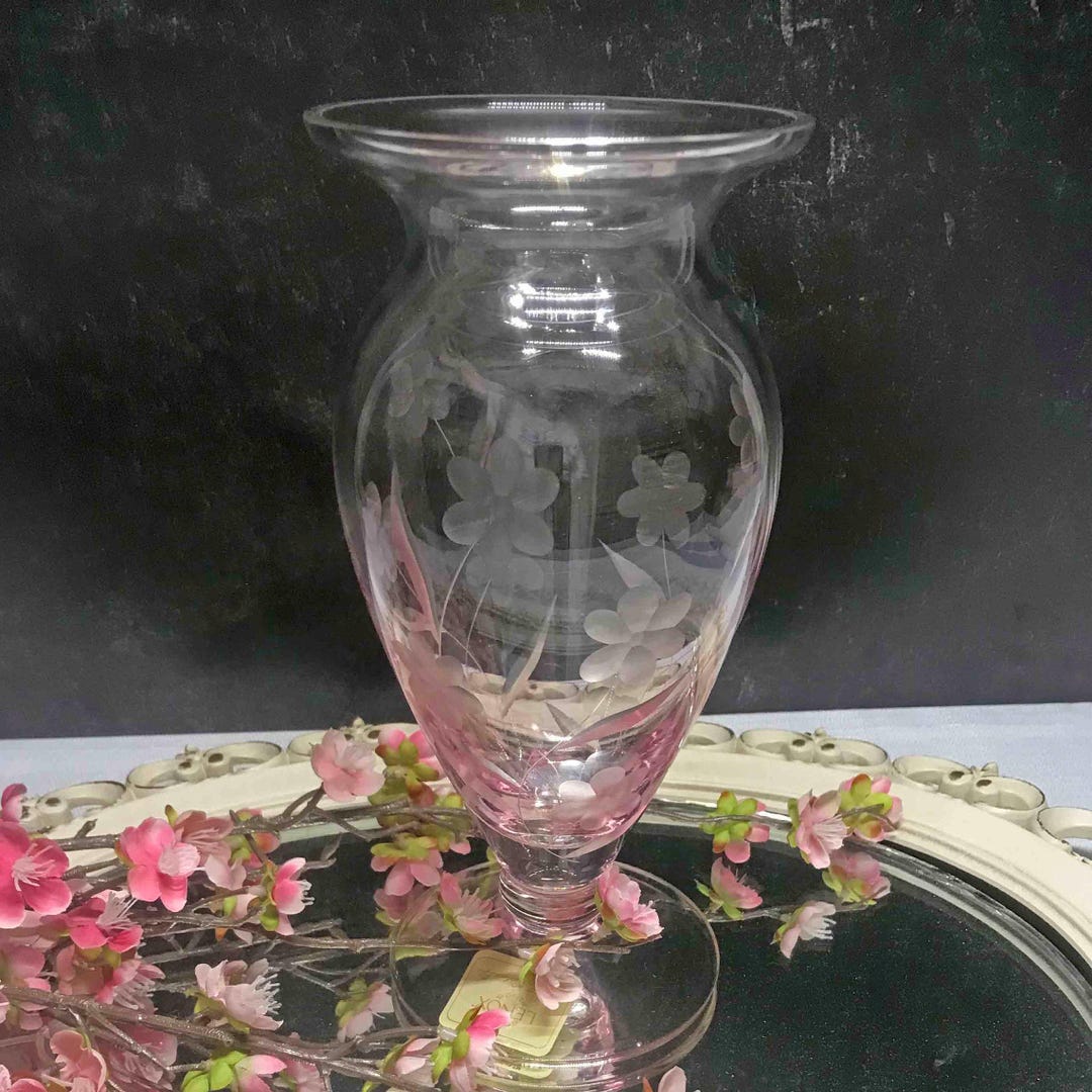 Lenox Crystal Vase, Lenox Floral Spirit Pink Vase, Glassware 9" Vase by ...