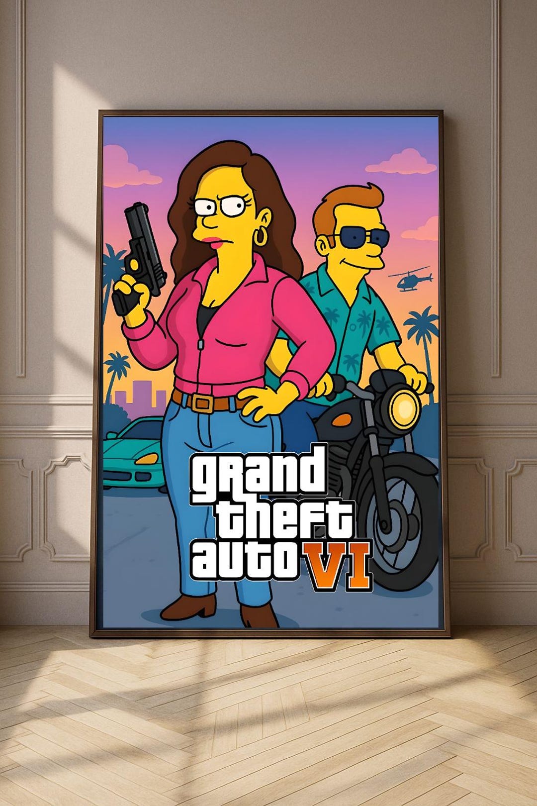 GTA 6 Simpsons Style Poster – Limited Edition Vice City Art | Funny GTA ...