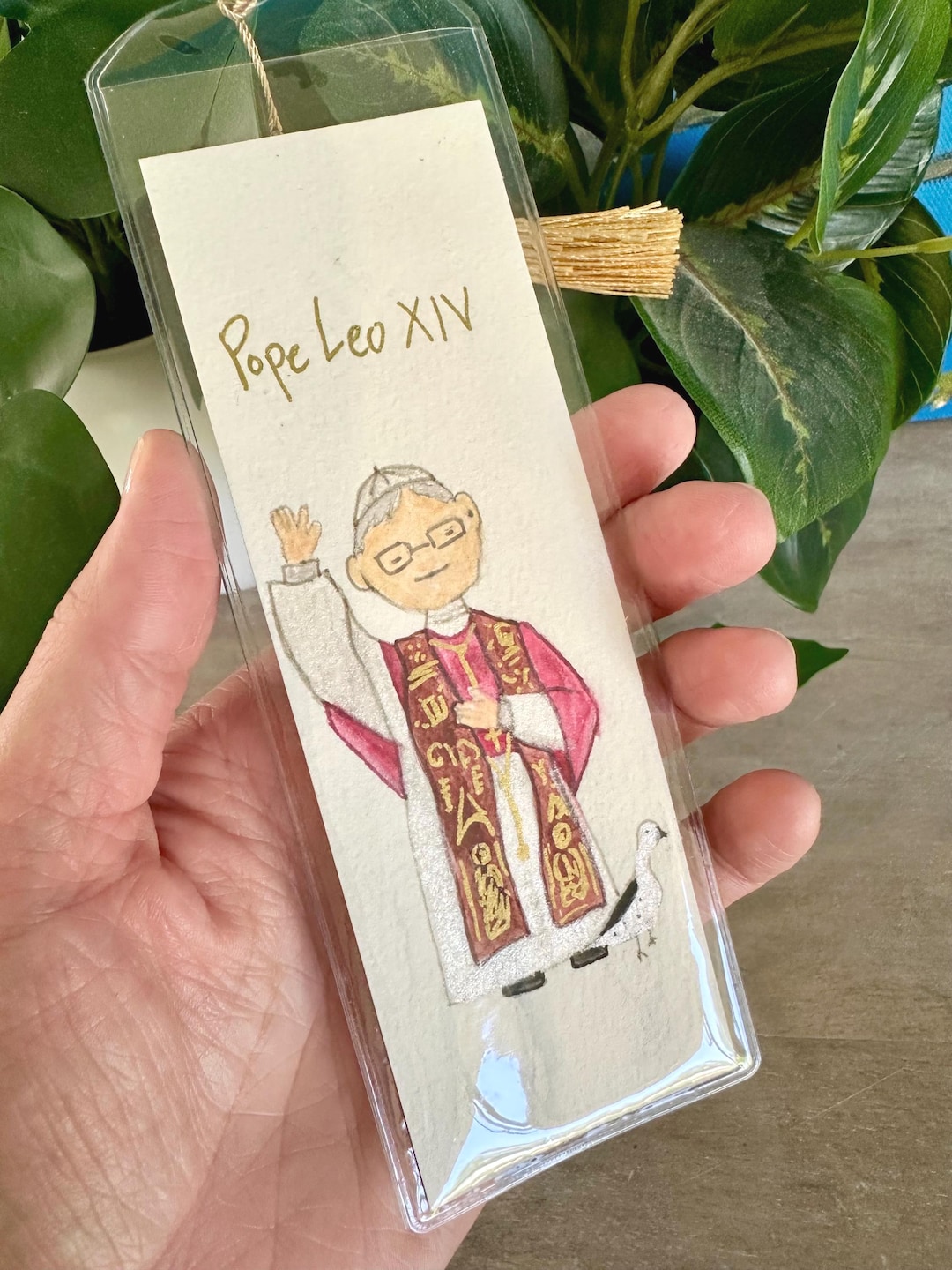 Pope Leo XIV Bookmark: Catholic Watercolor Art With Tassel - Etsy