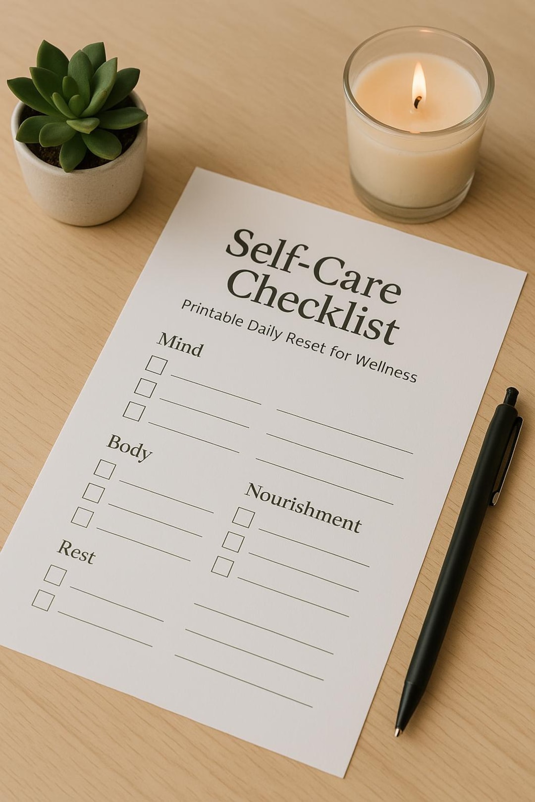 Self-care Checklist – Printable Wellness Tracker With Mind, Body ...