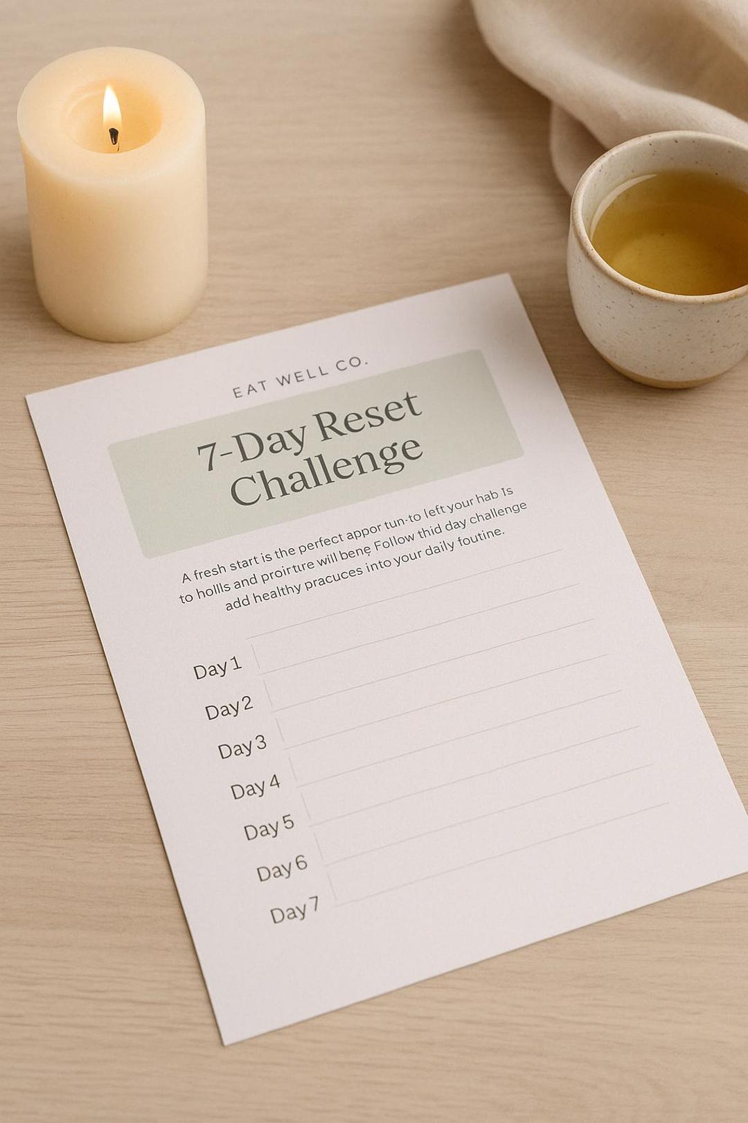 7-day Reset Challenge – Printable Self-care Tracker | Digital Wellness ...