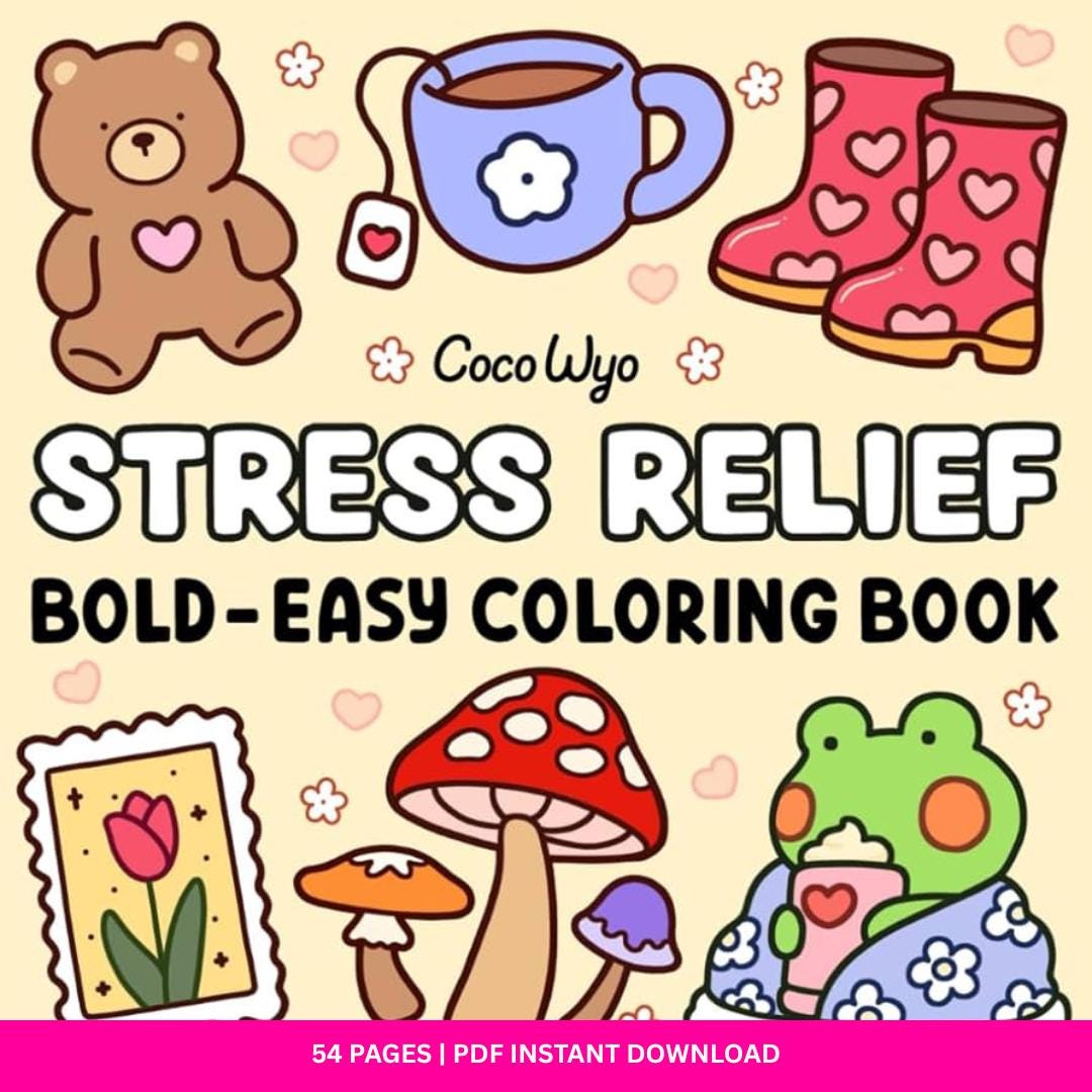 Stress Relief Coloring Pages Cozy Coloring Books Digital Download 54 ...