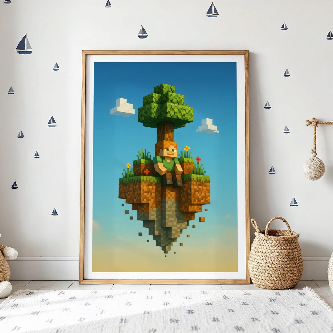 Block Video Game Poster Decor, Steve Craft Poster, Mine Movie Poster ...