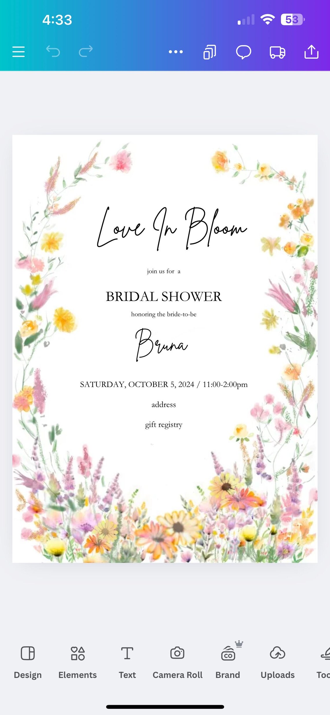 Bridal Shower Invite Design Template - Etsy
