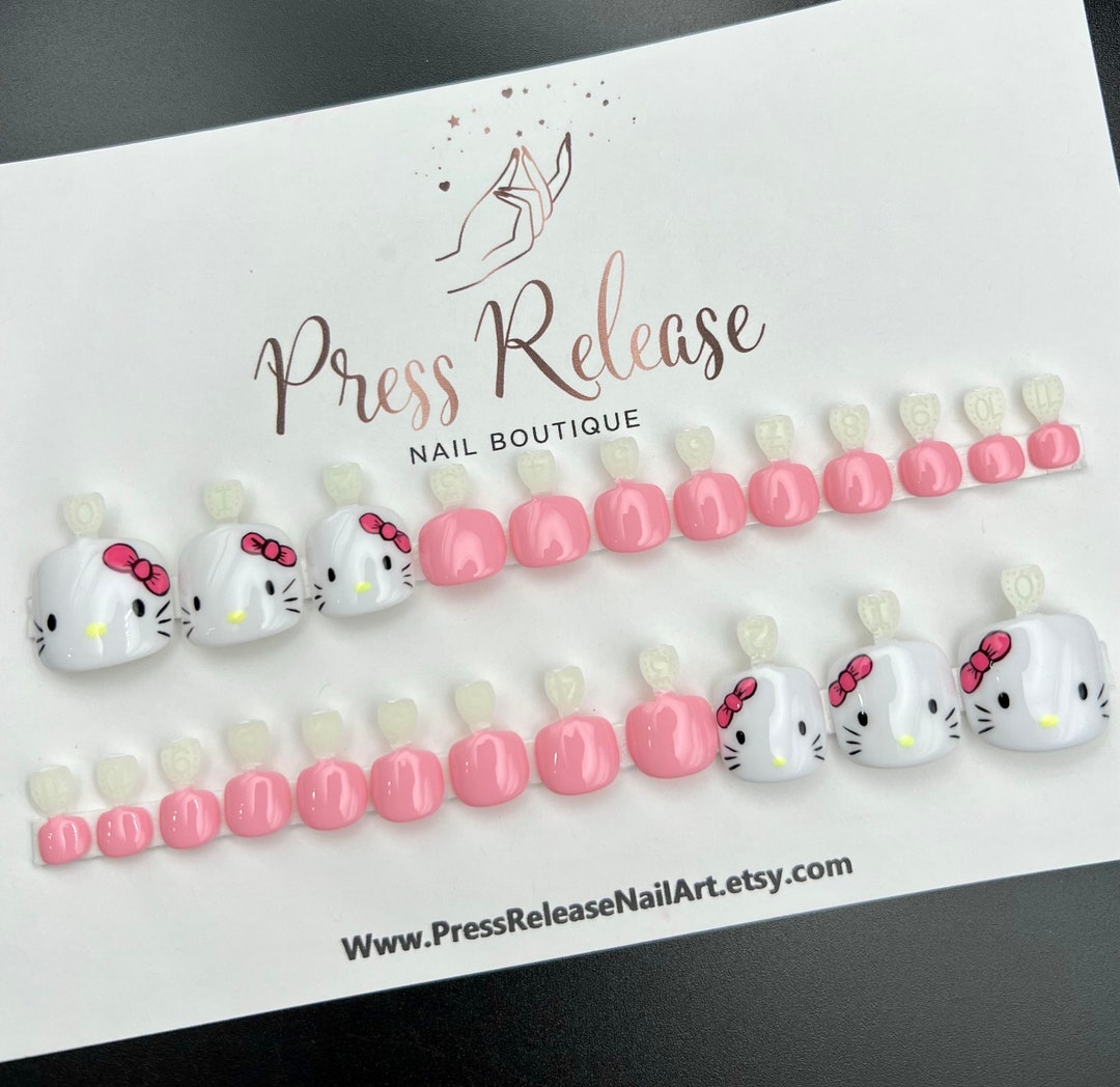 Press on Toe Nails Hello Kitty - Etsy