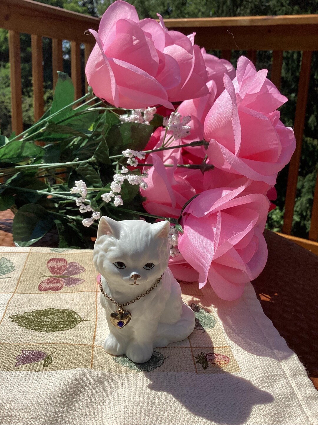 Vintage Lefton Porcelain Cat Figurine: October Birthstone Necklace - Etsy