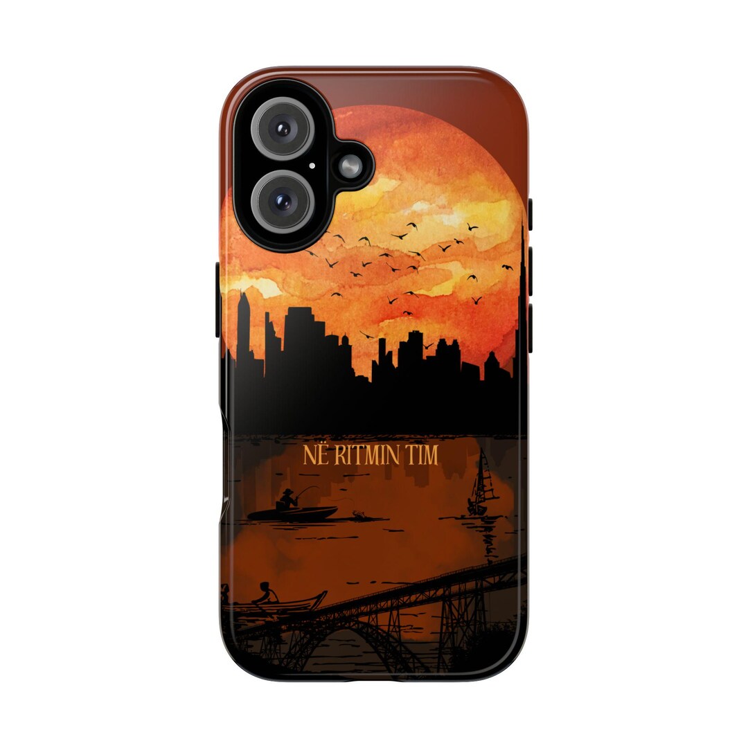 Sunset City Skyline Phone Case | Orange Skyline Silhouette, Bridge ...