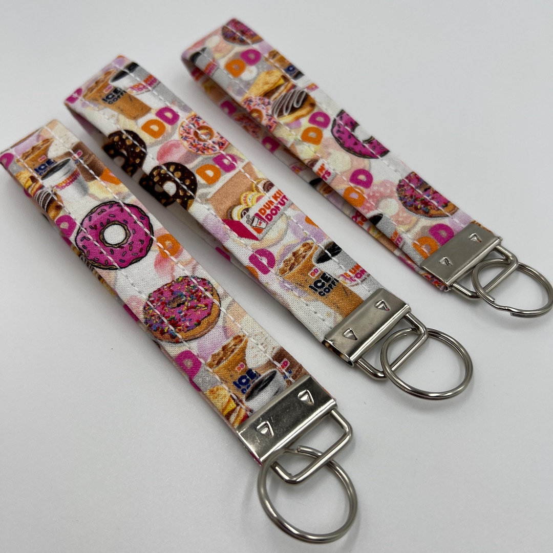 Dunkin' Donuts Keychain Wristlet: Upcycled Fabric Key Fob - Etsy