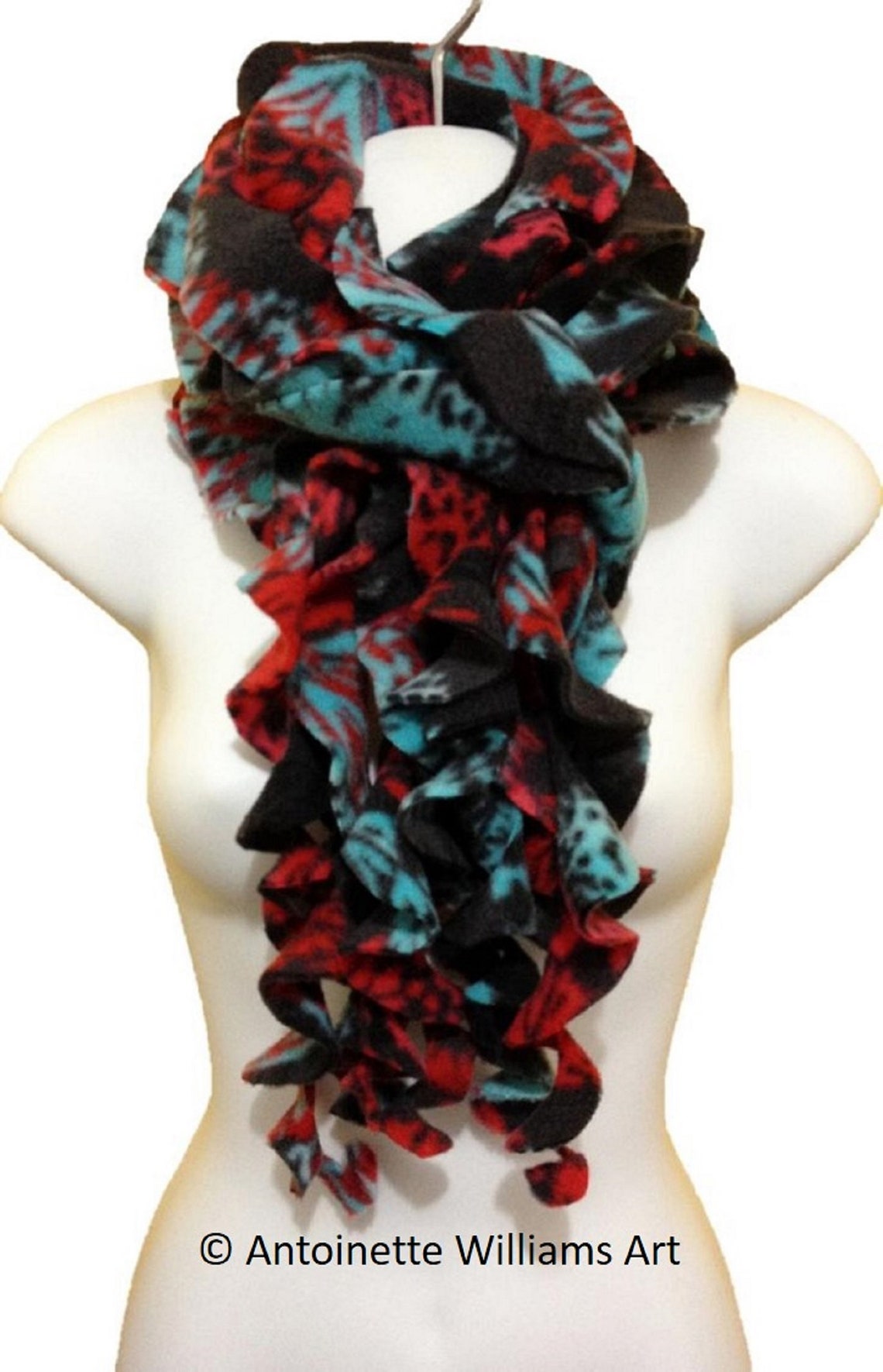 Chunky Ruffle Multi Strand Blizzard Fleece Rose Loop Cowl Scarf Multi ...